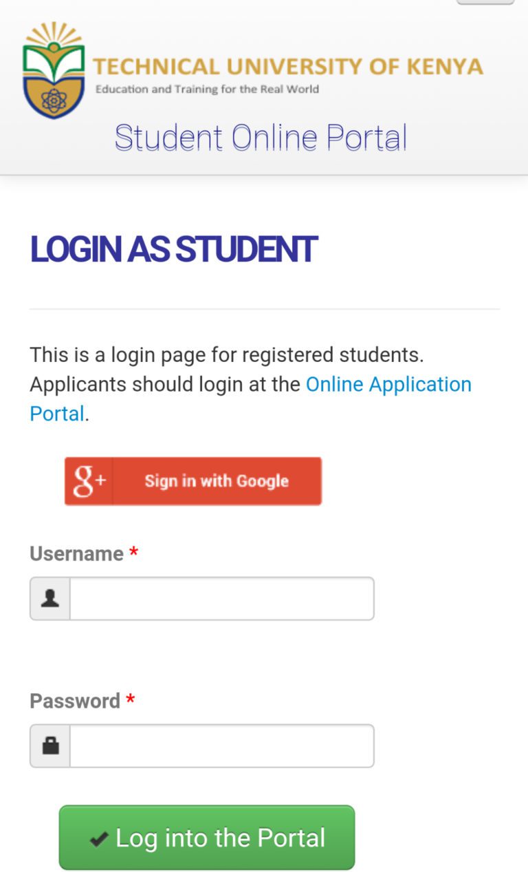 How to Log in to Technical University of Kenya Students Portal, https ...