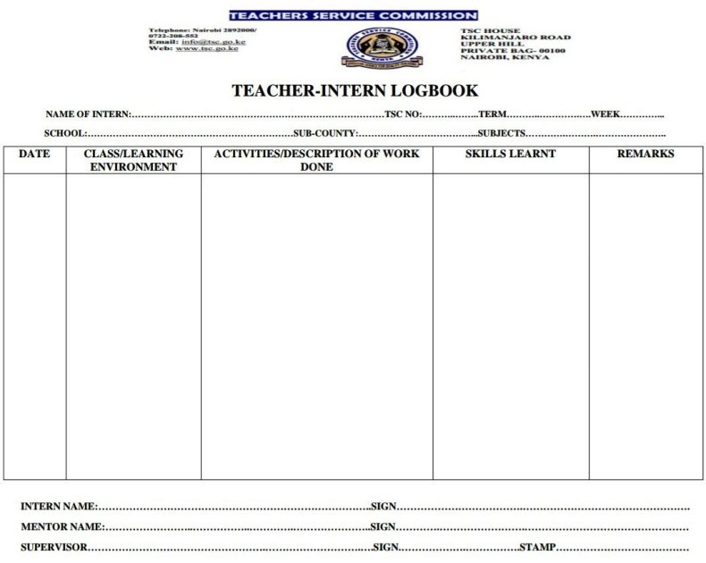 The TSC Log Book For Intern Teachers How To Fill The Logbook 