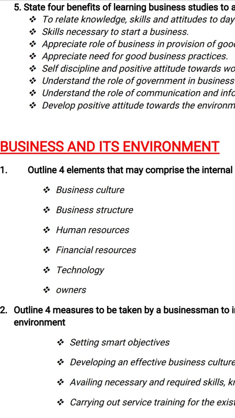 Igcse Business Studies Questions And Answers Pdf Archives Newsblaze co ke