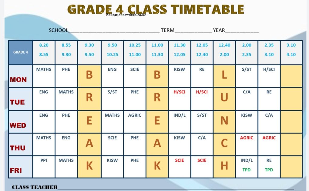Free Primary School Time Tables Downloads Home Page Newsblaze co ke